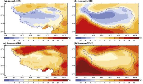 Spatial Distribution Of Annual And Summer Mean Temperature From