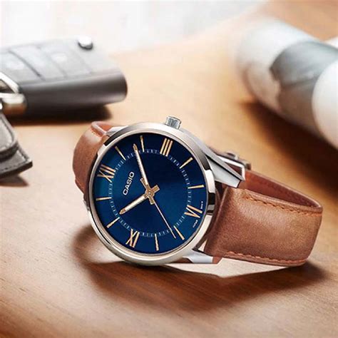 Reloj Casio Mtp V005l 2b5 Cuero Analógico Marrón Unestilo