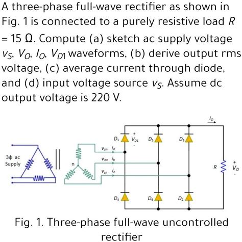 A Three Phase Full Wave Rectifier As Shown In Fig 1 Is Connected To A Purely Resistive Load R