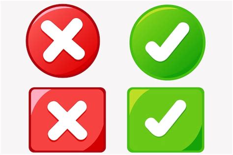 Premium Vector Realistic Right And Wrong D Button A Set Of Glossy Round Icons With A Check Mark
