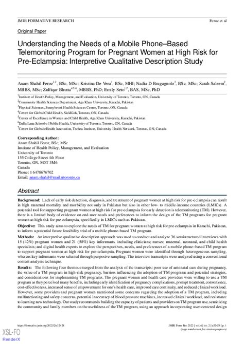 Pdf Understanding The Needs Of A Mobile Phonebased Telemonitoring Program For Pregnant Women