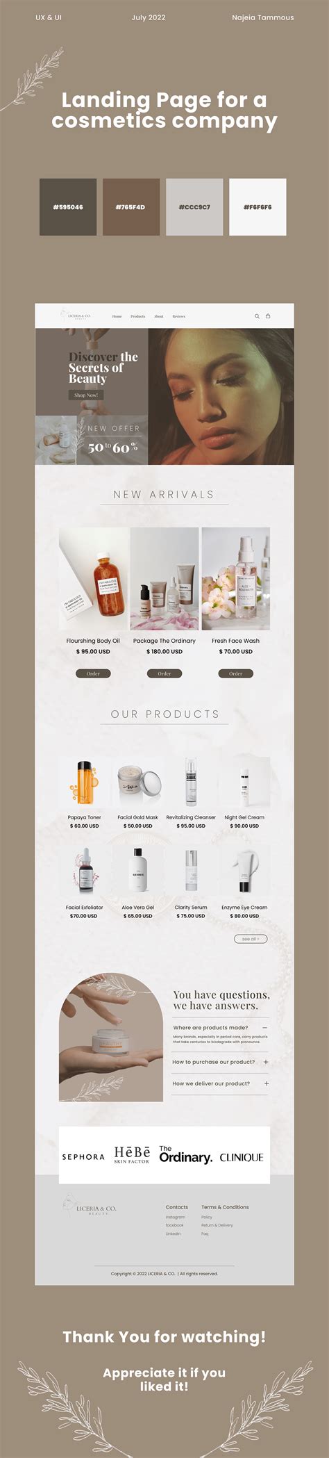 UX UI Landing Page Design Cosmetics Company Behance