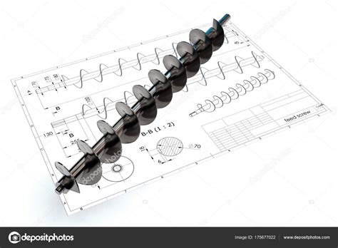 Illustration Archimedes Screw Engineering Drawing Stock Photo By Ildarss