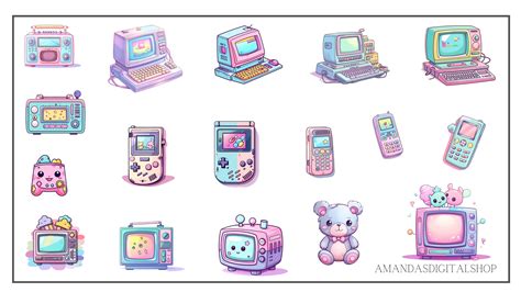 Pdf Printable Retro Nerdy Stickers Aesthetic Digital Etsy