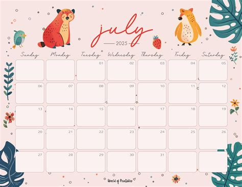 Free Printable July 2025 Calendars Artofit