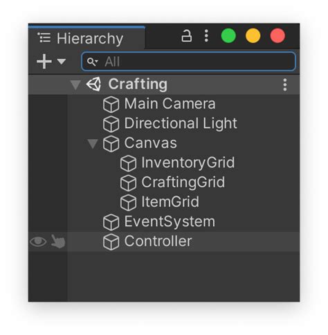 c how can i make a crafting system in unity handla it