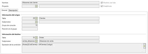 Configuración de consultas de tablas Aliquo Software