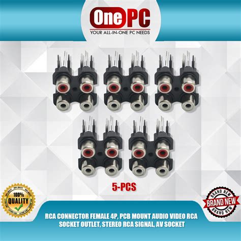 RCA CONNECTOR FEMALE 4P PCB MOUNT AUDIO VIDEO RCA SOCKET OUTLET STEREO RCA SIGNAL AV SOCKET