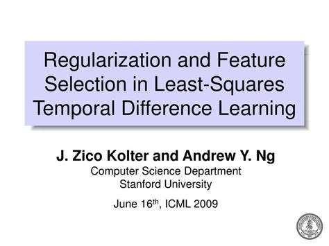 Ppt Regularization And Feature Selection In Least Squares Temporal