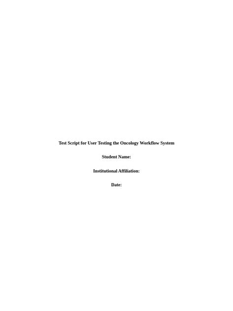 Test Script For User Testing The Oncology Workflow System Edited Pdf