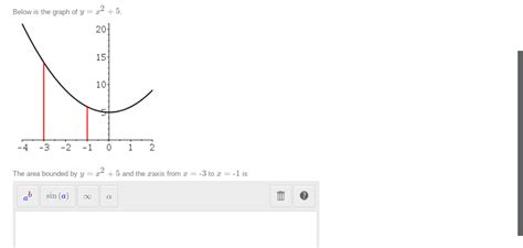 solved below is the graph of y x2 5 the area bounded by
