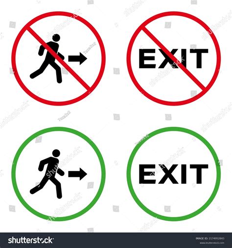 Exit Prohibited Allowed Way Emergency Escape Stock Vector Royalty Free