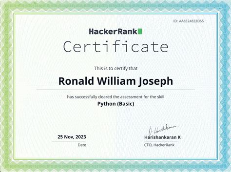 Ronald William Joseph On Linkedin Python Hackerrank Codingjourney