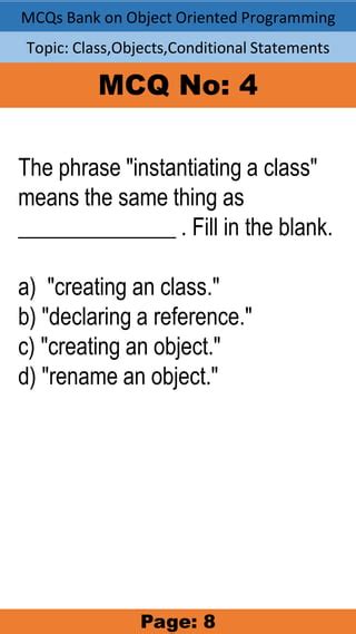 Multiple Choice Questions On Java Object Oriented Programming Bank 3