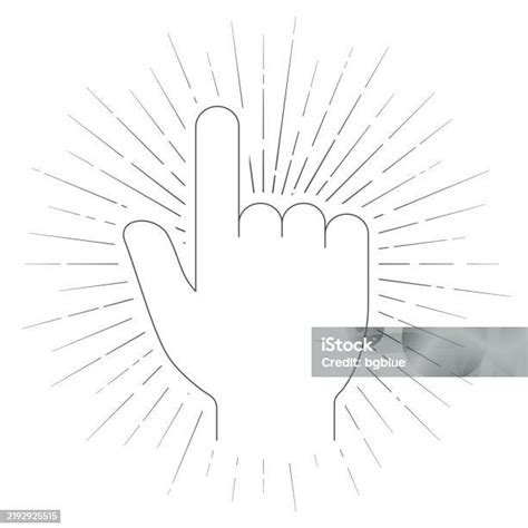 손 모양 커서 포인터입니다 흰색 배경에 햇살이 있는 선 아이콘 가리키기에 대한 스톡 벡터 아트 및 기타 이미지 가리키기 가볍게 두드리기 개념 Istock