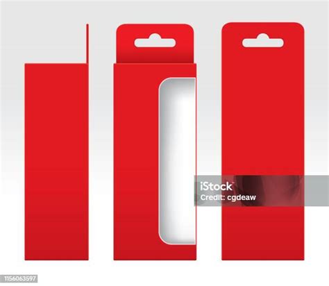 매달려 빨간 상자 창 포장 템플릿 빈 빈 상자 빨간 골판지 선물 상자 빨간 크래프트 패키지 판지 프리미엄 빨간 상자 빈 잘라 3차원 형태에 대한 스톡 벡터 아트 및 기타