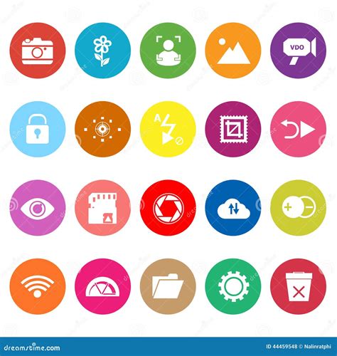 Photography Sign Flat Icons On White Background Stock Vector Illustration Of Icon Equipment