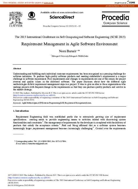 Pdf Requirement Management In Agile Software Environment