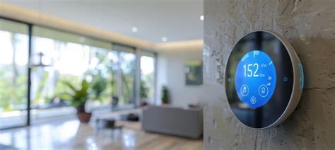 Smart Thermostat Interface In Modern Home Realtime Energy Savings And Usage Data Display