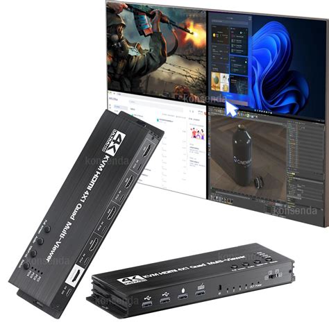 4 Port Hdmi Quad Multi Viewer With Kvm Switch 4x1 Hdmi Kvm Multiviewer Seamless Switch Support