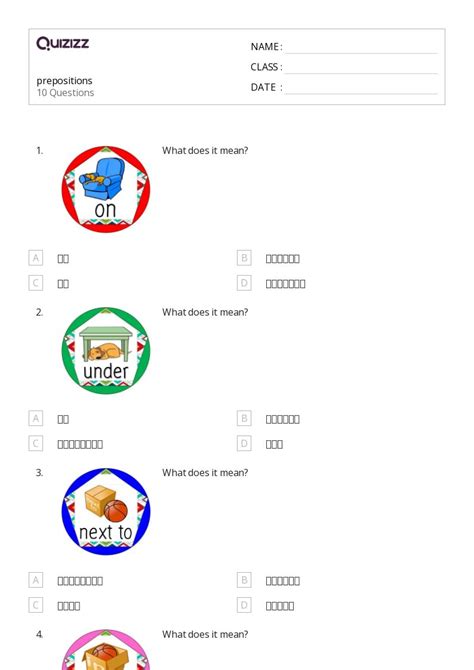 50 Prepositions Worksheets For 3rd Class On Quizizz Free And Printable