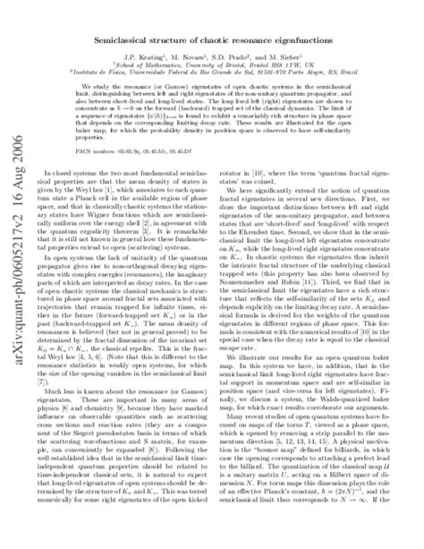 Pdf Semiclassical Structure Of Chaotic Resonance Eigenfunctions