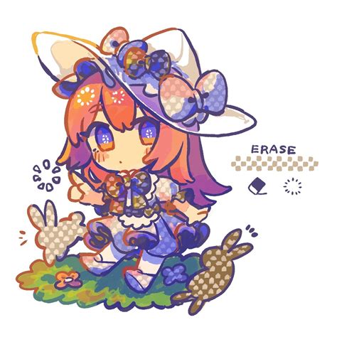 Piyoko9494 Original Commentary Request 1girl Black Bow Bow Brown Flower Chibi Dot Nose