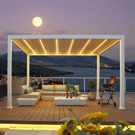 Customizable Modern Outdoor Retractable Louvered Gazebo Patio Cover Roof Waterproof Aluminum
