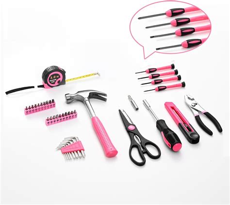 Tra 39 Piece All Purpose Basic Household Pink Tool Kit For Women Small Tool Set With Toolbox