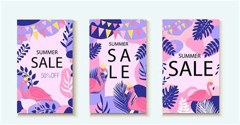 안녕하세요 여름 추상적 배경 디자인의 컬렉션 당신의 디자인에 대한 여름 판매 템플릿 창조적 인 현대 미학 스타일 벡터 그림입니다 열대 기후에 대한 스톡 벡터 아트 및 기타
