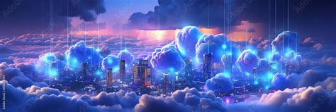 Concept Art Of Cloud Computing Highlighting Interconnected Data Storage