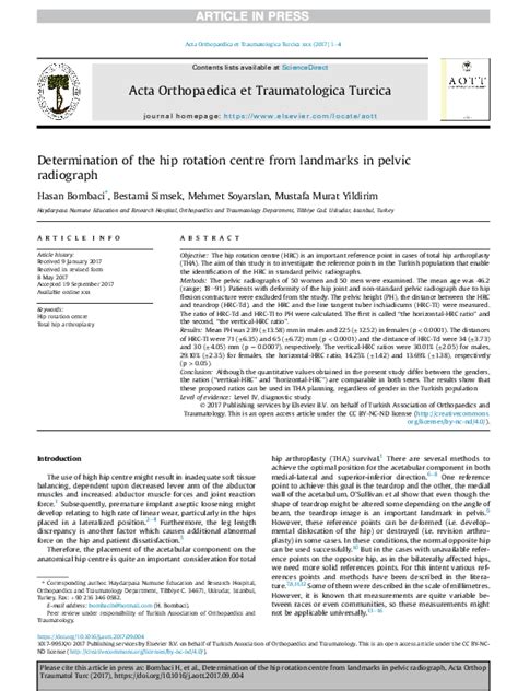 Pdf Determination Of The Hip Rotation Centre From Landmarks In Pelvic