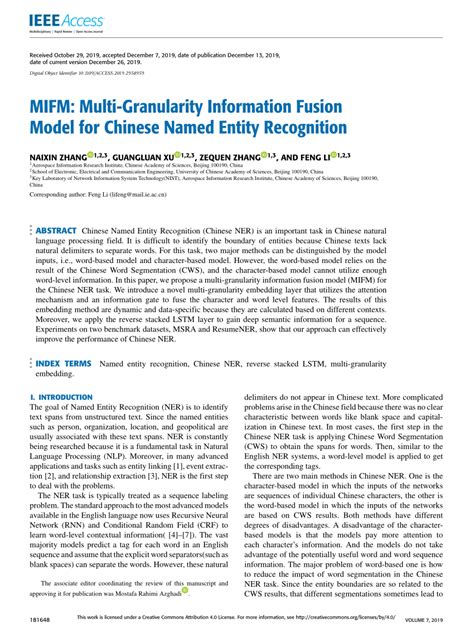 Pdf Mifm Multi Granularity Information Fusion Model For Chinese