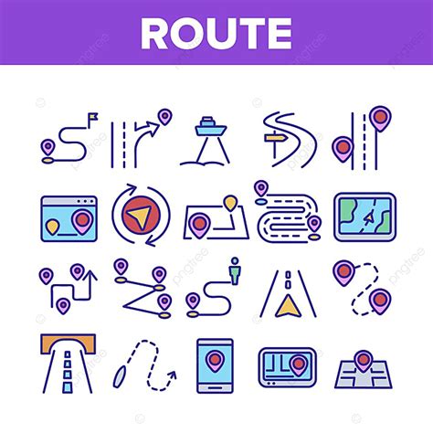 Gps Navigation Route Vector Art Png Route Gps Navigator Collection Icons Set Vector