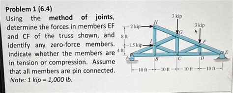 [solved] problem 1 6 4 using the method of joints deter