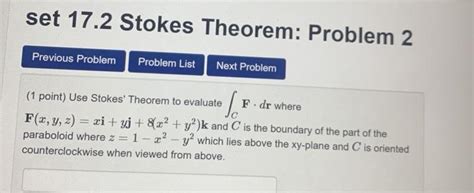 solved set 17 2 stokes theorem problem 2 previous problem