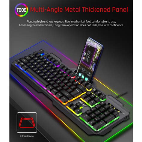 Jual Keyboard Dan Mouse Gaming T806 USB Cable Keyboard Computer With LED Lightning Docking