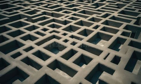 A Black And White Image Of A Complex Grid With A Lot Of Squares Stock