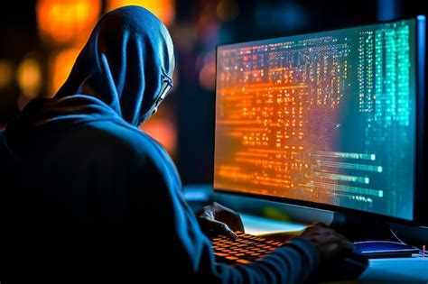 premium ai image programming background with person working with codes on computer generative ai