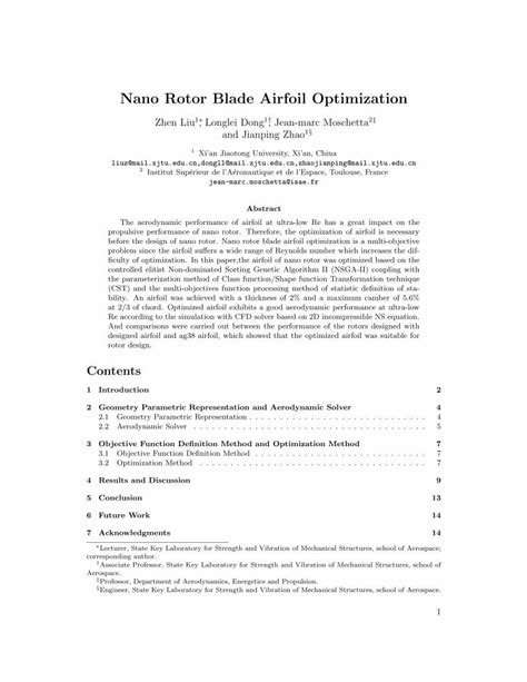 pdf nano rotor blade airfoil optimization imavs · nano rotor