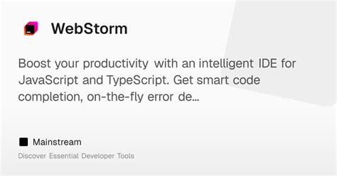 Webstorm The Intelligent Ide For Javascript Development Mainstream