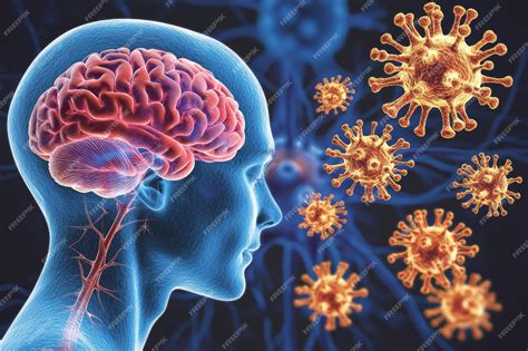 Entorhinal Cortex Synaptic Transmission And Cerebellum Digital Brain Surrounded By Virus Cells