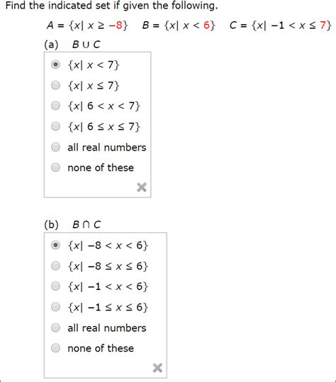 solved find the indicated set if given the following a