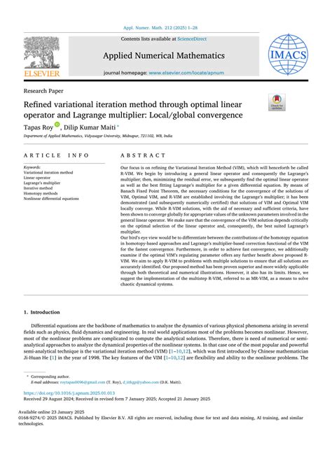 Pdf Refined Variational Iteration Method Through Optimal Linear Operator And Lagrange