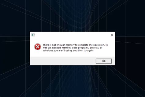 Fix There Is Not Enough Memory To Complete This Operation