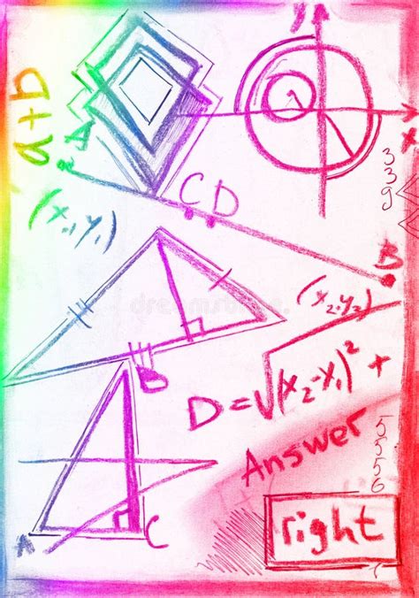 Mathematics Handdrawing Artistic Notes Geometric Maths Creative Draiwng Formulas Stock