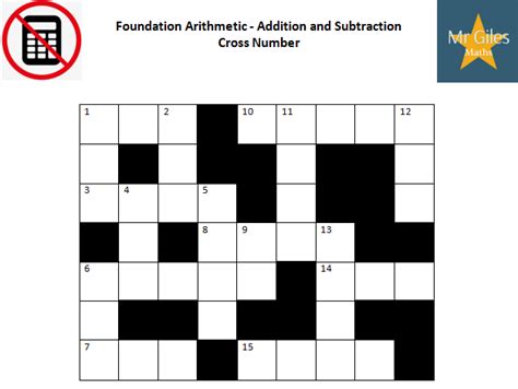Foundation Arithmetic Addition And Subtraction Cross Number Teaching Resources