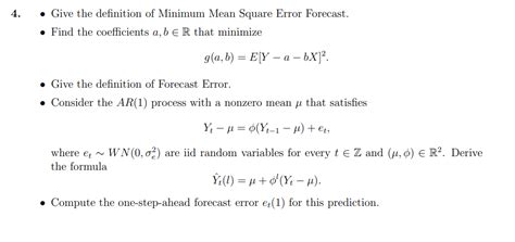 Solved Give The Definition Of Minimum Mean Square Error Chegg