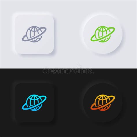 Globe Icon Set Multicolor Neumorphism Button Soft Ui Design Stock Vector Illustration Of