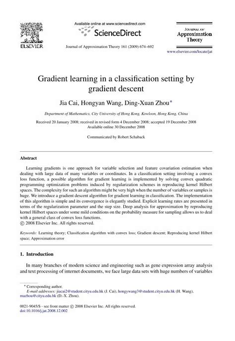 pdf gradient learning in a classification setting by gradient